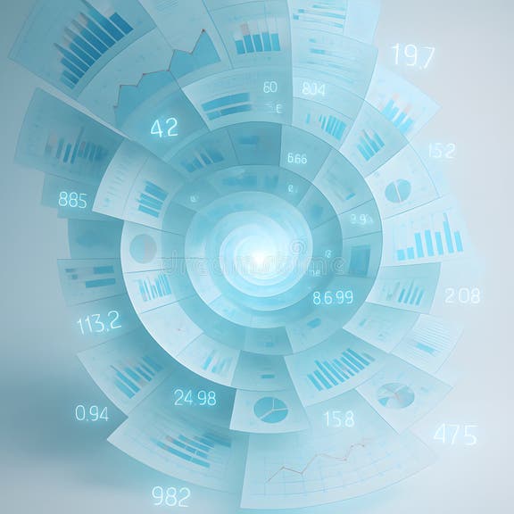 Futuristic Spiral of Digital Data Charts and Analytics Visualization - Abstract Business and ...