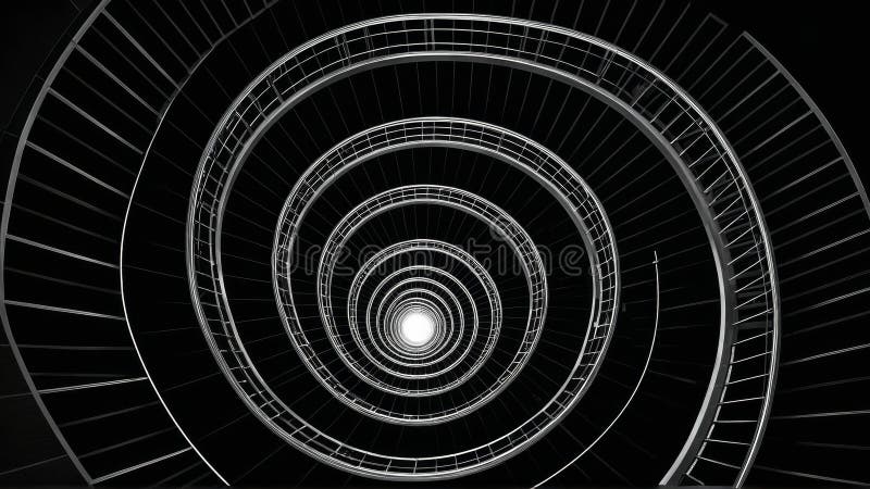 Futuristic Spiral Staircase with Infinite Black Center Stock Image ...