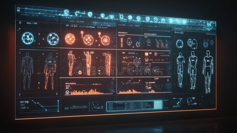 Futuristic Sports Analytics Dashboard Displaying Player Performance ...
