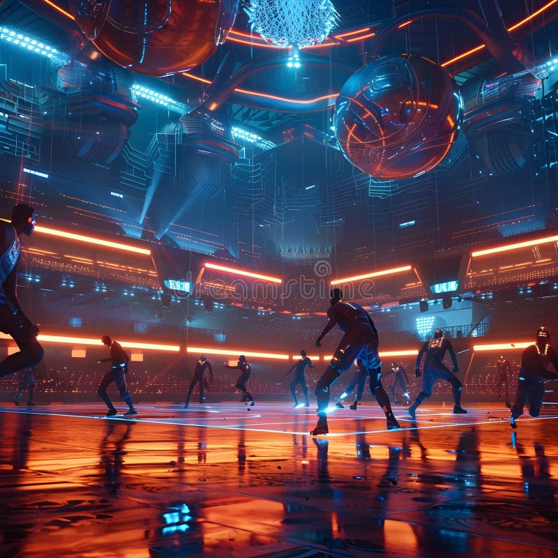 Futuristic Sports Arena with Advanced Technology and Dynamic ...