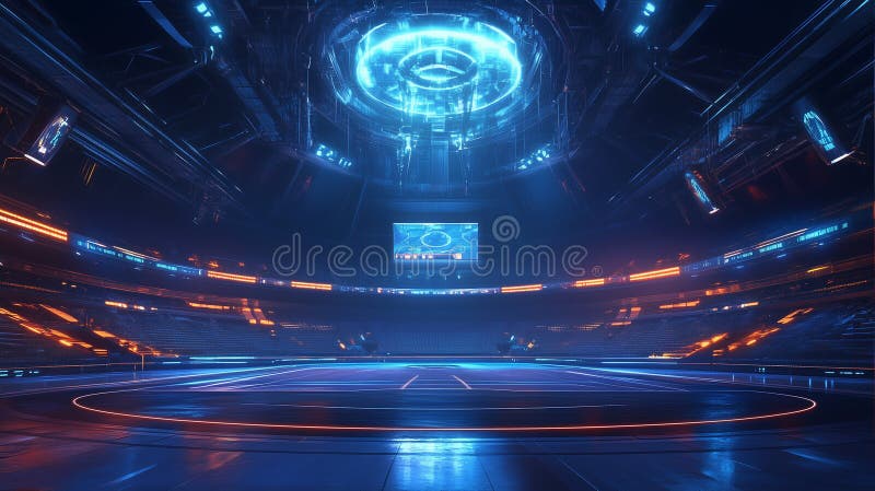 Futuristic Sports Arena Featuring Advanced Technology with Athletes ...