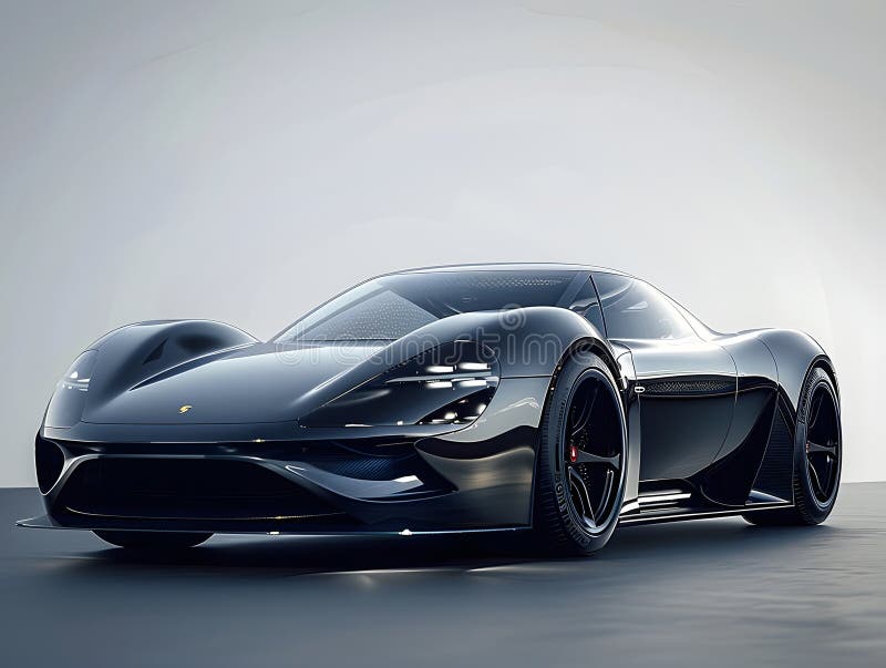 Futuristic Sports Car Design in Front View Perspective Stock ...