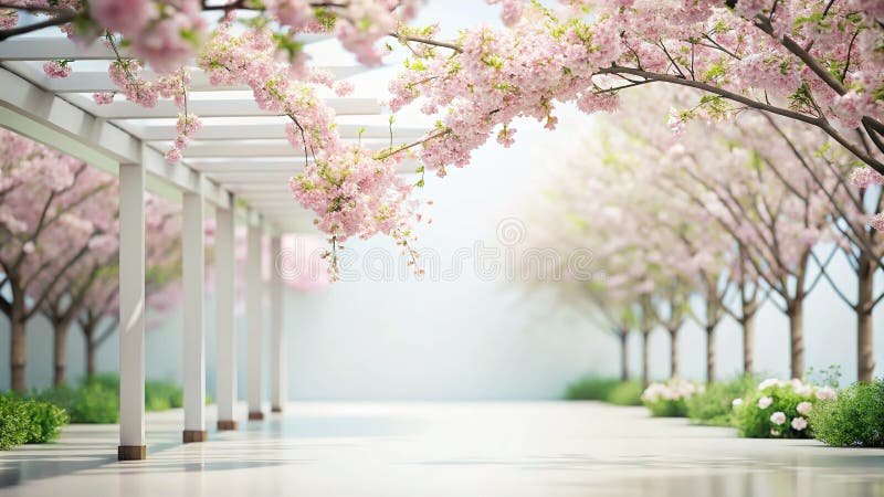 Futuristic Spring Canopy a Minimalist Flat Lay Design with Abstract ...