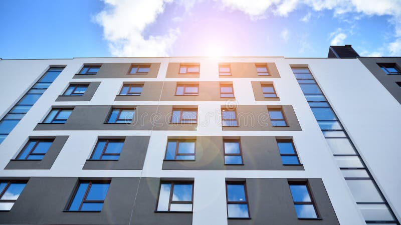Futuristic Square Architecture of Apartment Building. Stock Image ...