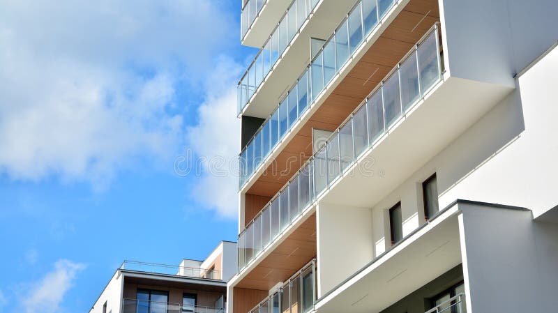 Futuristic Square Architecture of Apartment Building. Stock Image ...