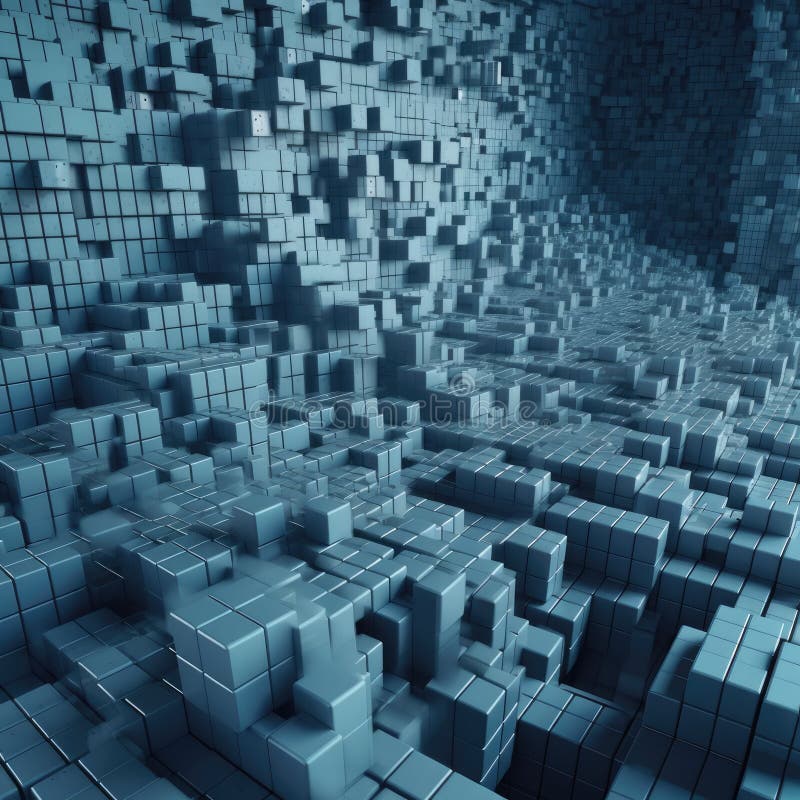 Futuristic Square Block Structure Wall Texture with High-Tech Lighting ...