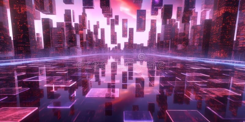 Futuristic Square that Frame a Moving Generative AI Stock Illustration ...