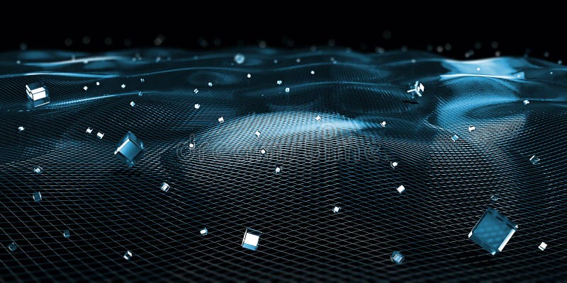 Futuristic Square Net Background Abstract Digital Landscape with ...