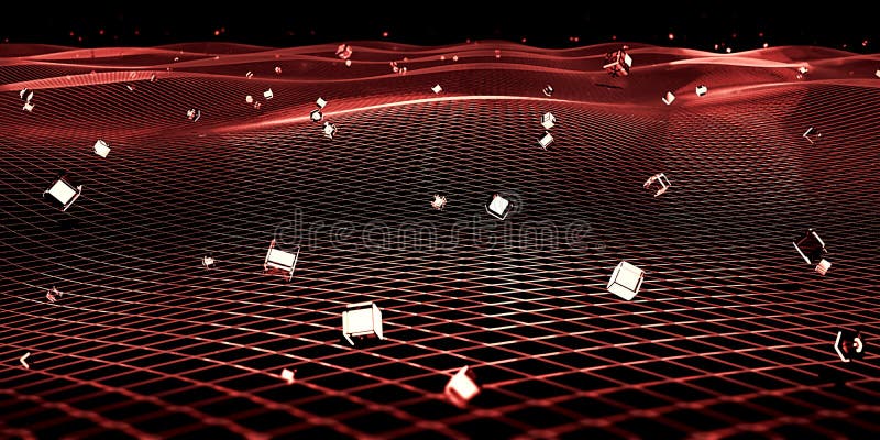 Futuristic Square Net Background Abstract Digital Landscape with ...