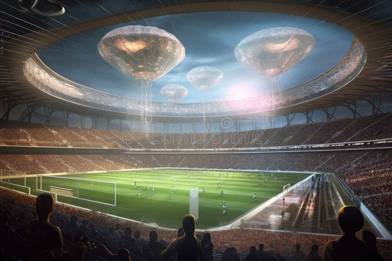 Futuristic Stadium, with Aliens Competing in Futuristic Sports Stock ...