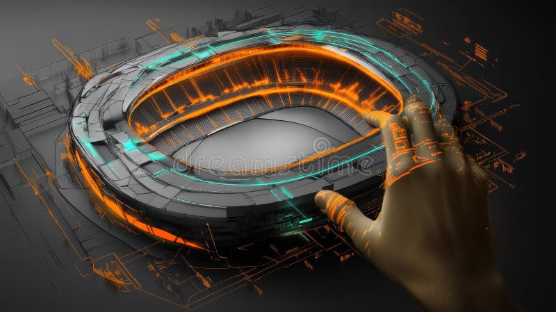 Futuristic Stadium Design Interactive Holographic Model Stock ...
