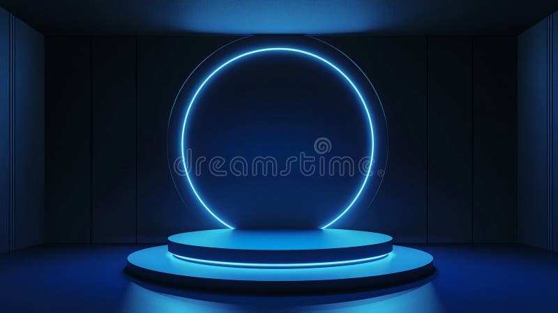 Futuristic Stage Design with Blue Lighting for Performance or ...