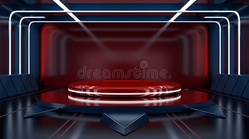 Futuristic Stage Design with Red and Blue Lighting for Events and ...