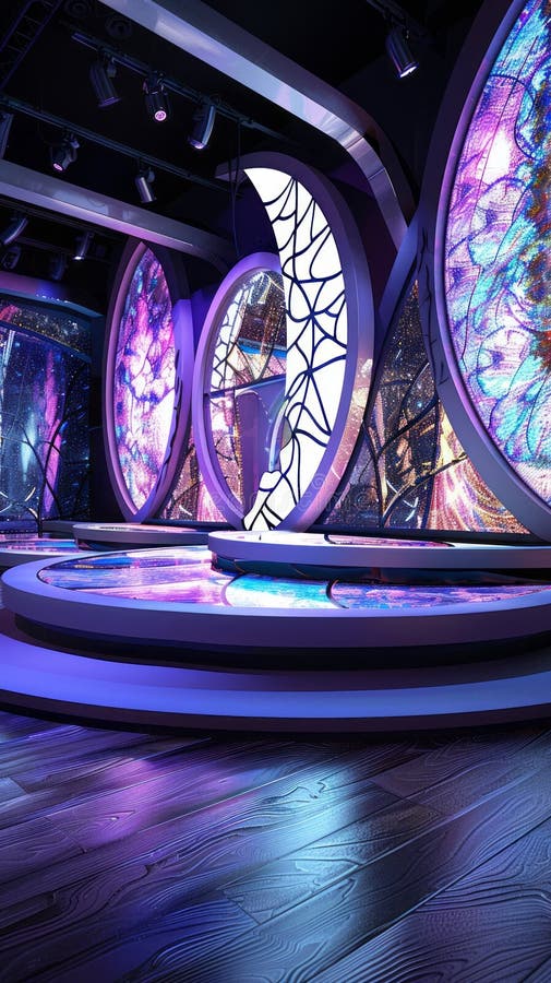 Futuristic Stage Design with Vibrant LED Screens and Modern Lighting ...