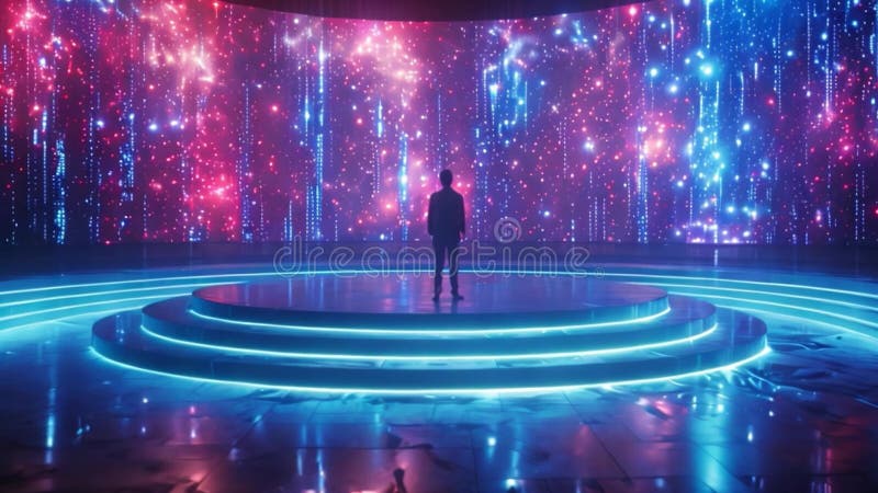 Holographic Debate Competition Stage Stock Video - Video of hologram ...