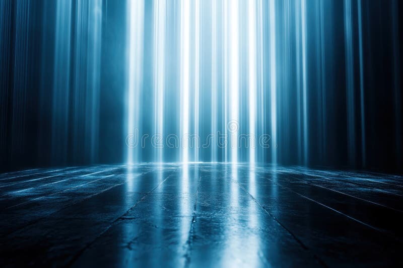 Futuristic Stage Illuminated by Blue Light Beams Stock Image - Image of ...