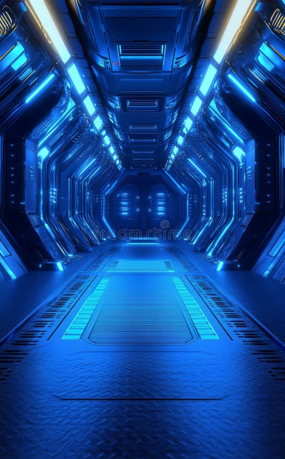 A Futuristic Stage Illuminated by Glowing Lights in a Sci-fi Setting ...