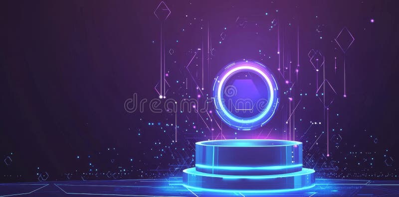 A Futuristic Stage Layout Illustration with an Empty Pedestal or Podium ...