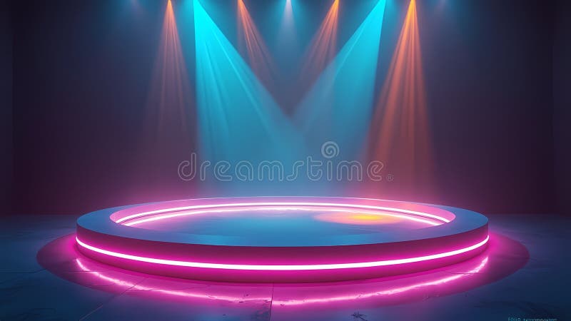 Futuristic Stage with Neon Lights and Gradient Background Stock ...