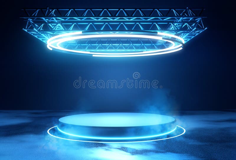 Futuristic Stage Platform with Lighting Stock Illustration ...