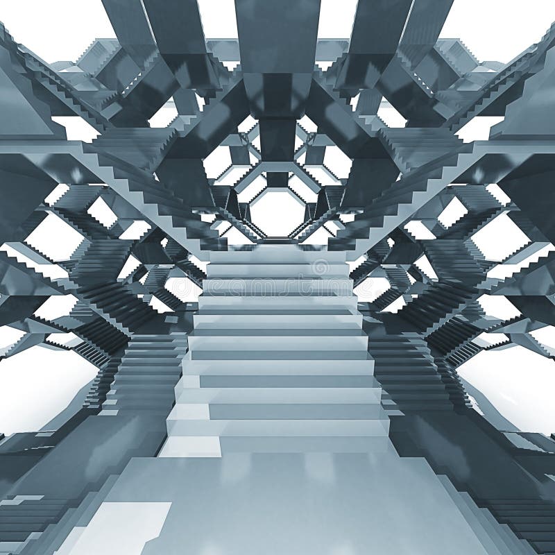 Stairway Architecture In Futuristic Composition Stock Illustration ...