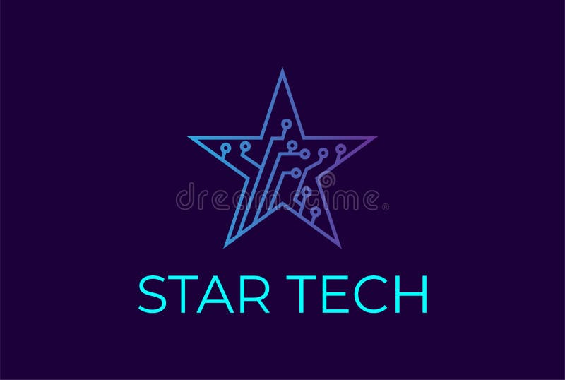 Futuristic Star Digital Electronic Circuit Chip for Smart Tech Logo ...