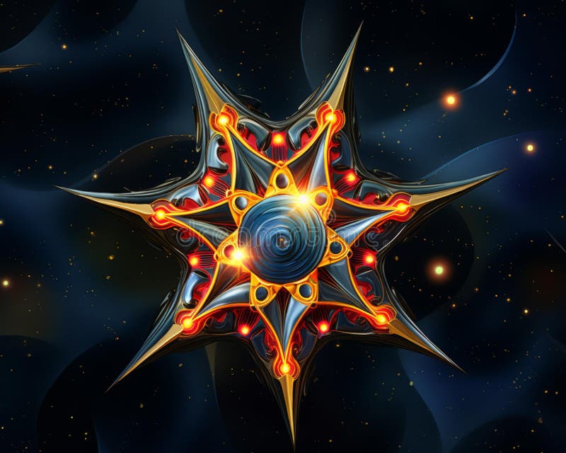 A Futuristic Star with a Red and Blue Design on it Stock Photo - Image ...