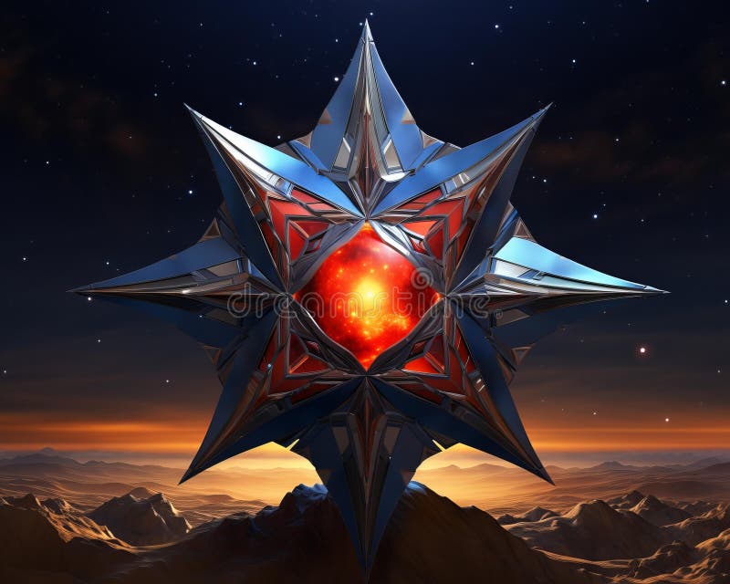 A Futuristic Star with a Red Orb in the Middle Stock Image - Image of ...