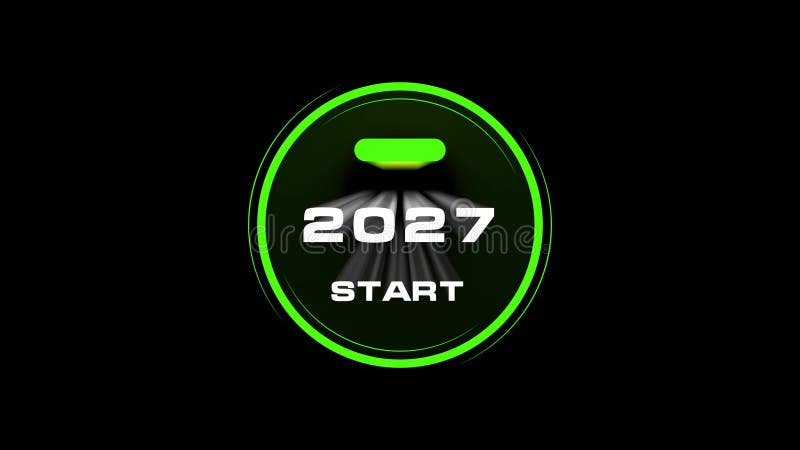 Start Button with Glowing 2027 Text on Black Background Stock Video ...