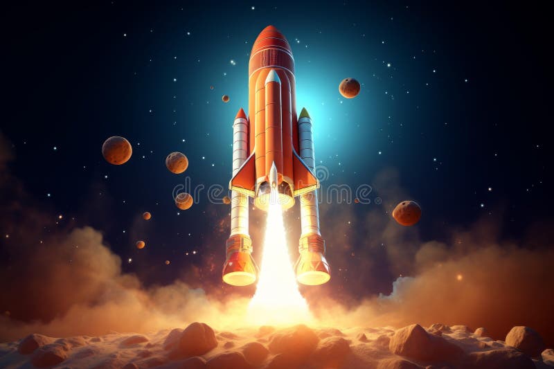 Futuristic Startup Rocket in Space. Generate Ai Stock Image - Image of ...