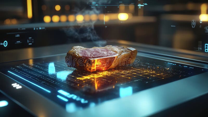 Futuristic Steak Cooking on High-tech Induction Grill Stock Image ...