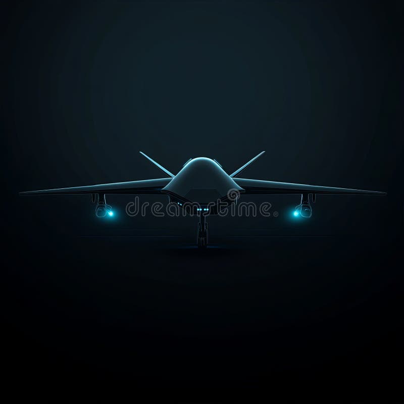 Futuristic Stealth Aircraft with Glowing Lights in a Dark Hangar Stock ...