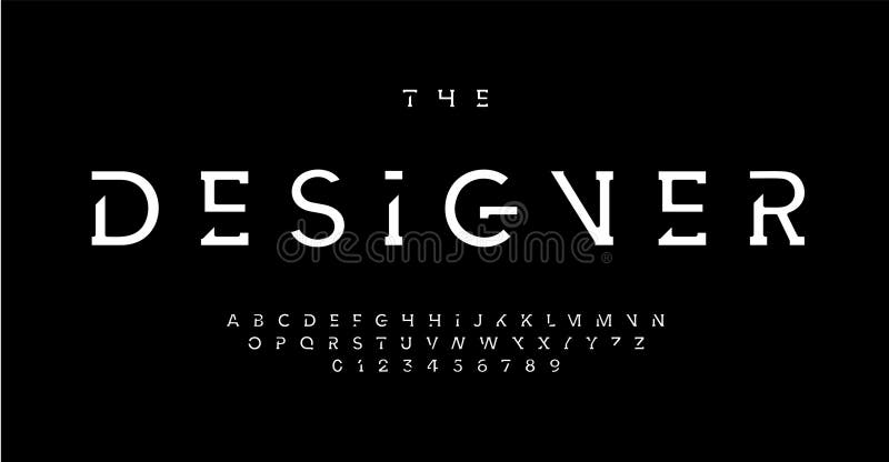 Futuristic Stencil Alphabet, Minimalistic High-tech Font for Future ...