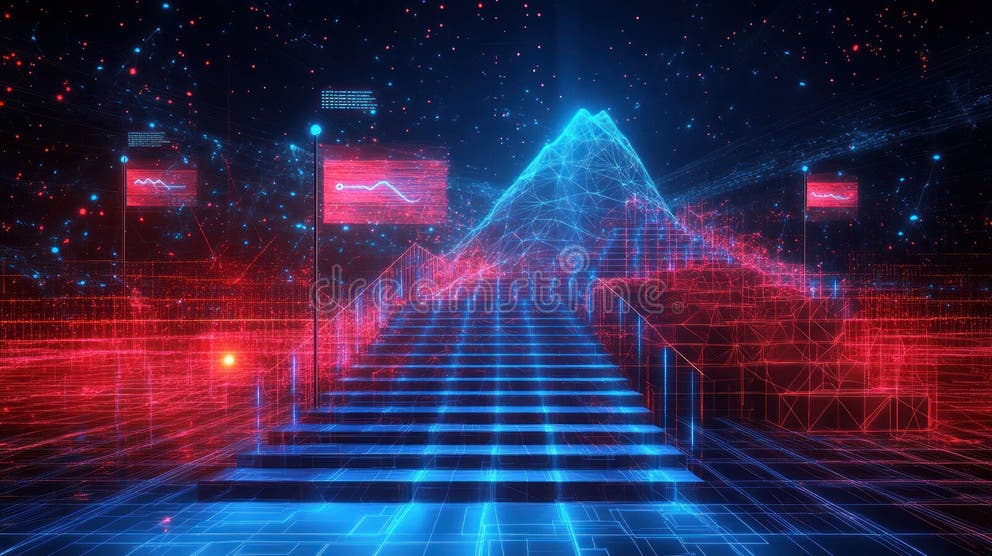 Futuristic Steps To Success with Data Visualizations Stock Illustration ...