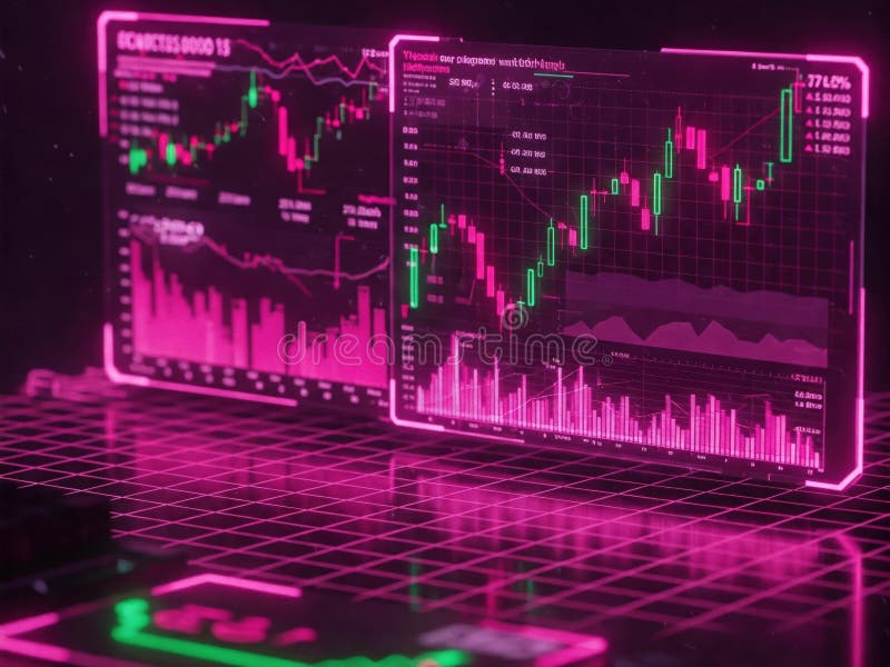 Futuristic Stock Market Graph with Glowing Neon Grid, Dynamic Data Flow ...