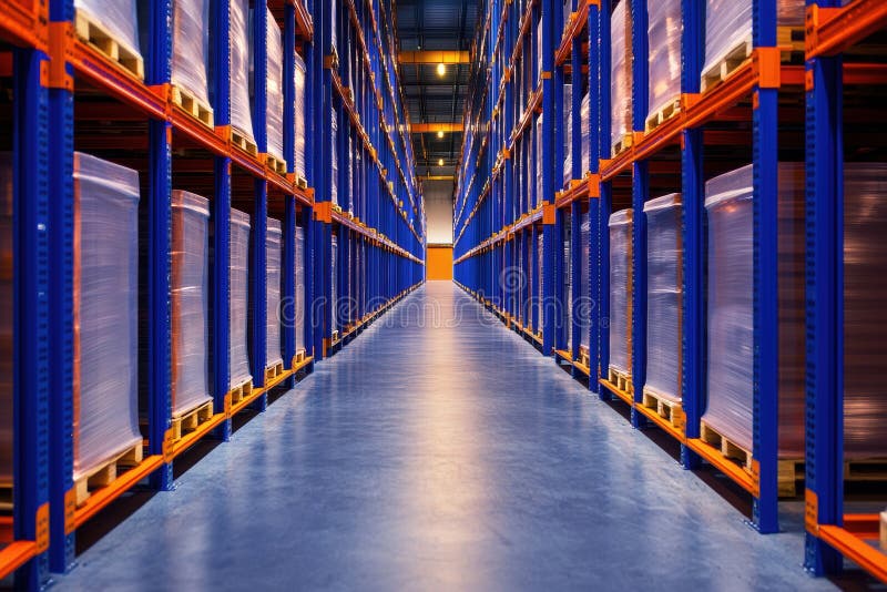 Futuristic Storage Facility with Glowing Lines Stock Photo - Image of ...