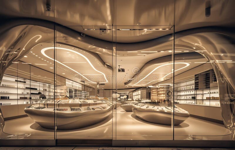 Futuristic Store Design with Curved Lines. Generative Ai Stock ...