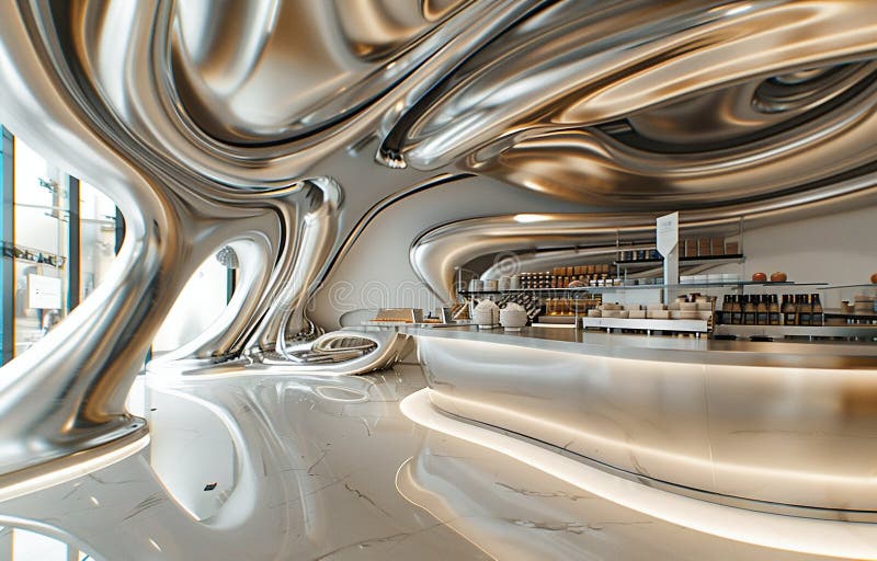 Futuristic Store Design with Curved Lines. Generative Ai Stock ...