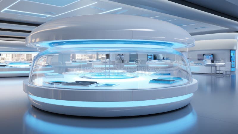 A Futuristic Store with a Display Case on Top, AI Stock Illustration ...