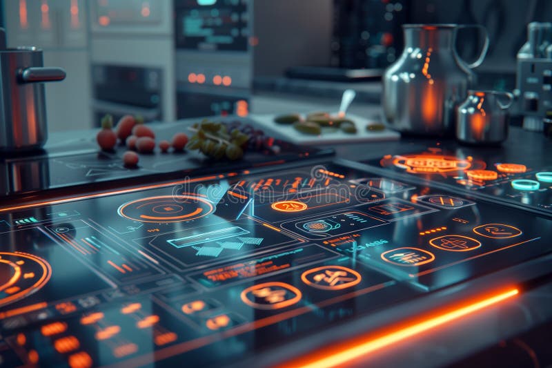 Futuristic Stove with Glowing Control Board Design on the Surface ...