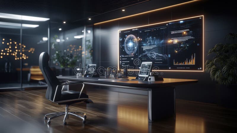Futuristic Strategy Room Featuring Advanced Holographic Displays High ...