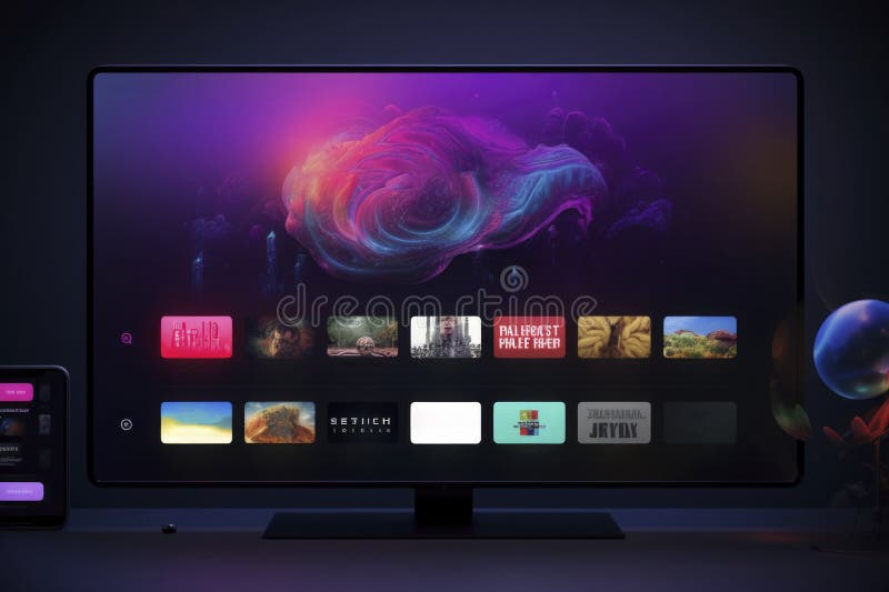 Futuristic Streaming Platform Interface Stock Image - Image of tablet ...