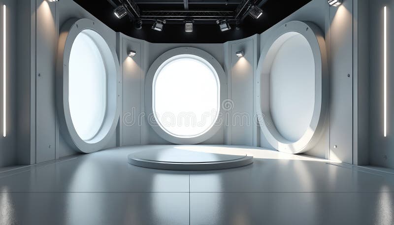 Futuristic Studio Set Illustration. Modern Interior Design with ...