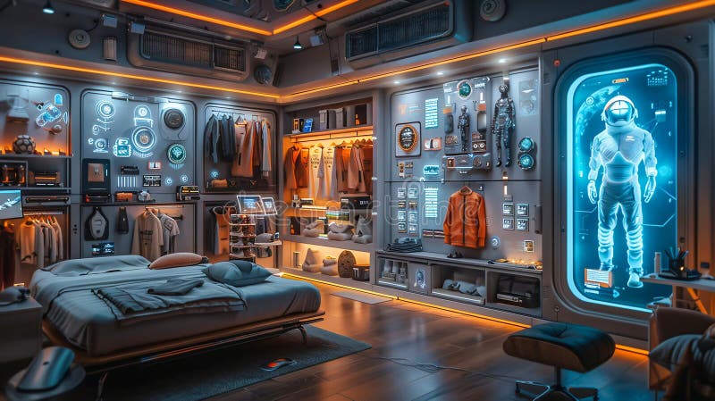 A Futuristic Studio Where the User Customizes Their Avatar in a ...