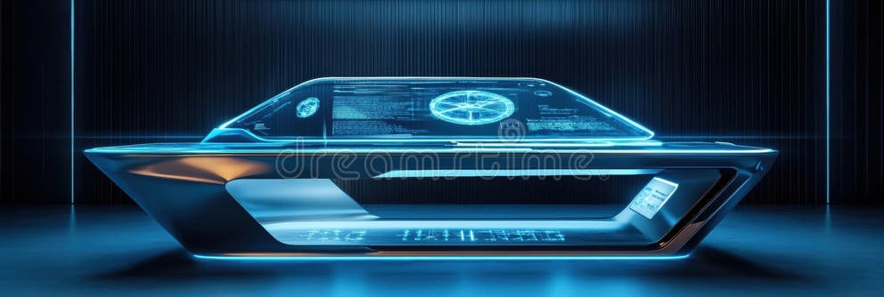 Futuristic Study Desk with Floating Augmented Reality Holograms and ...