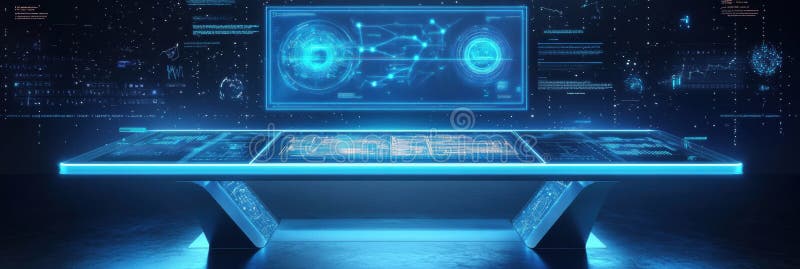 Futuristic Study Desk with Floating Augmented Reality Holograms ...