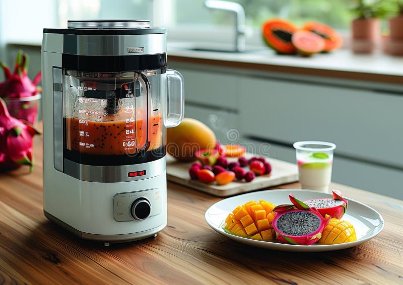 A Futuristic-style Blender with a Clear Glass Bowl and Digital ...