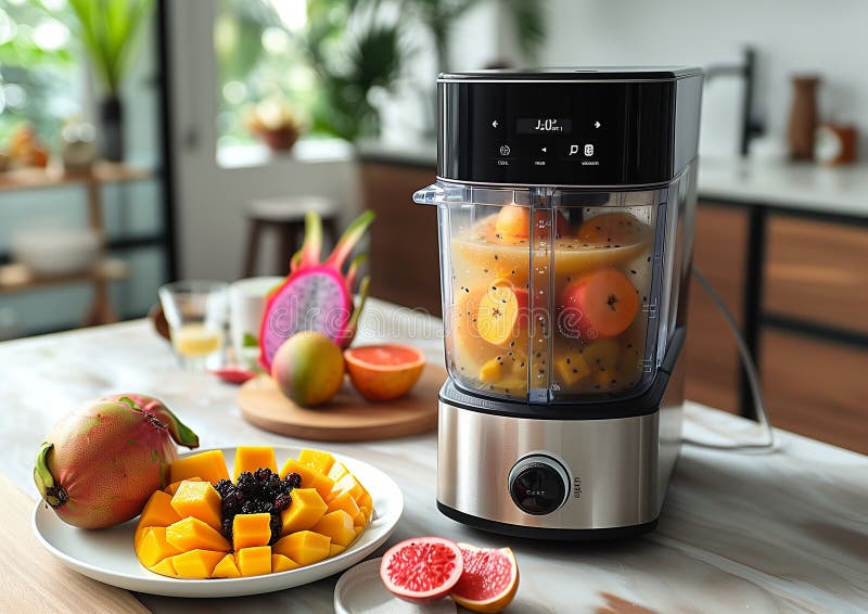 A Futuristic-style Blender with a Clear Glass Bowl and Digital ...