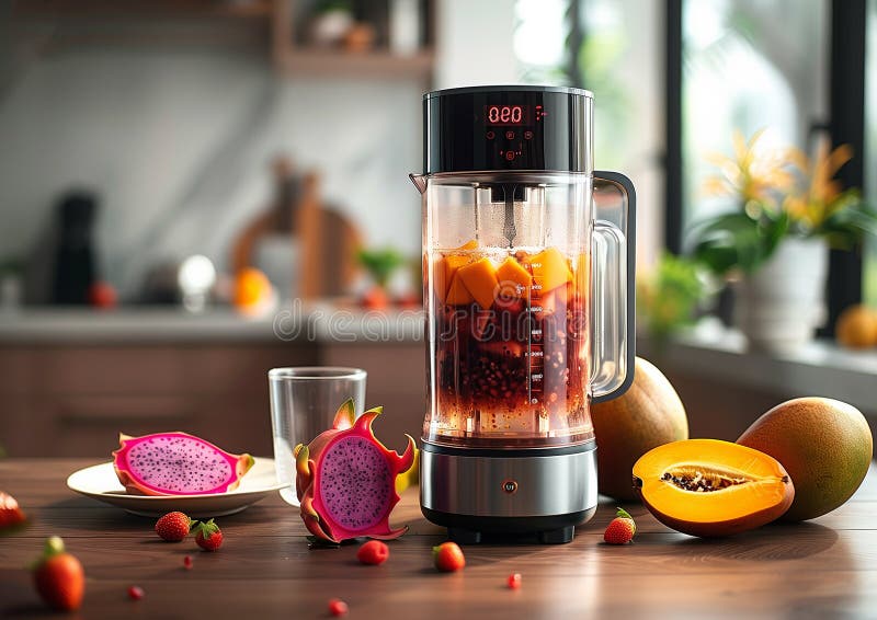 A Futuristic-style Blender with a Clear Glass Bowl and Digital ...