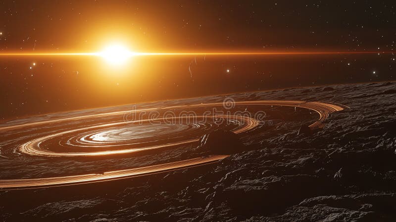 A Futuristic, Stylized Depiction of a Planetary Ring System Stock ...